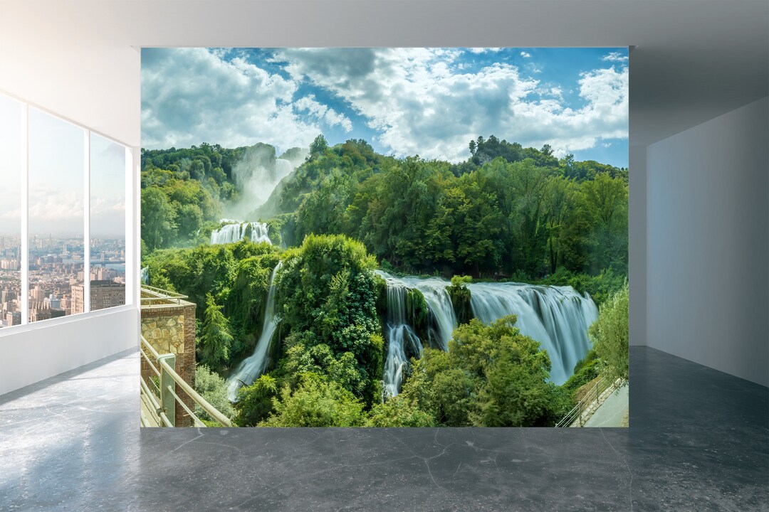 Waterfall and Forest Landscape Wall Mural Wallpaper Wall Art - Etsy