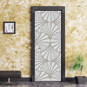 Shell Shaped Panels Door Sticker Peel & Stick Vinyl Door Wrap Art Décor ...