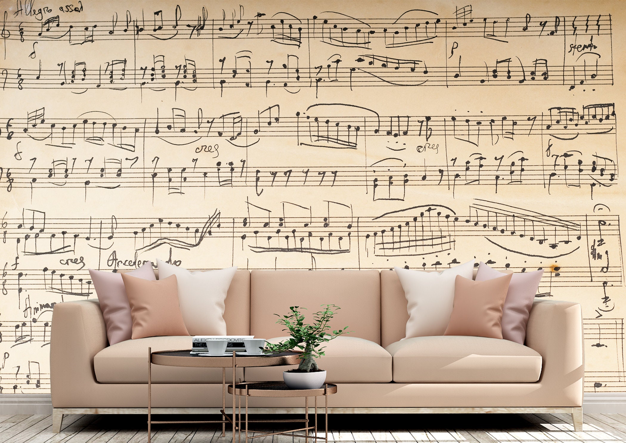 Classical Music Notes Wall Mural Wallpaper Wall Art Peel & | Etsy