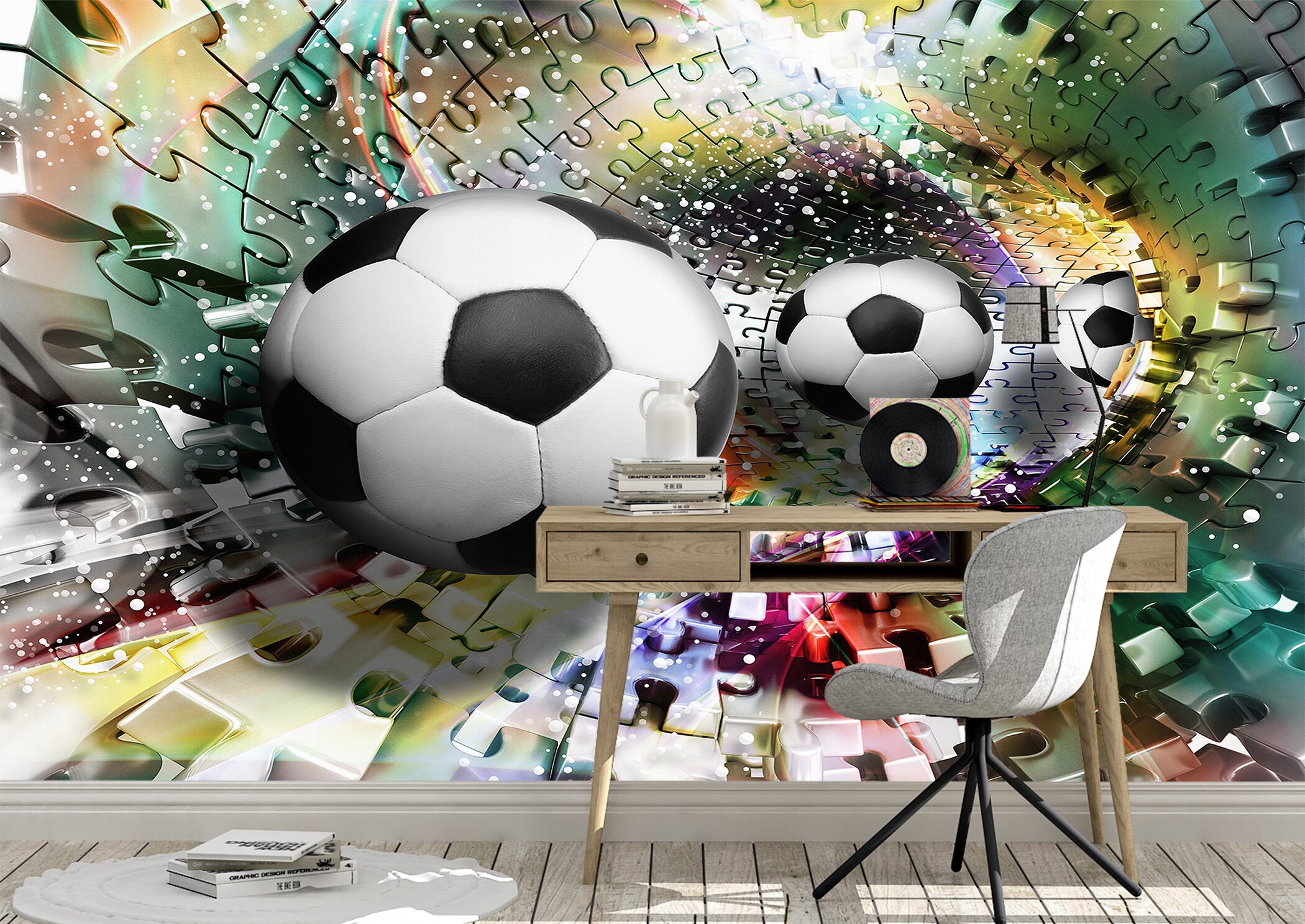 Soccer Ball Breaking a Wall. Wall Mural Photo Wallpaper UV | Etsy