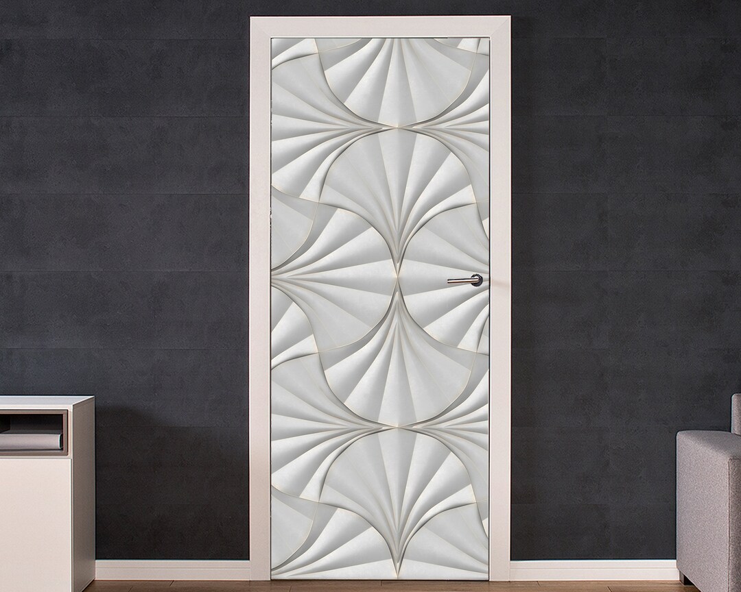 Shell Shaped Panels Door Sticker Peel & Stick Vinyl Door Wrap Art Décor ...