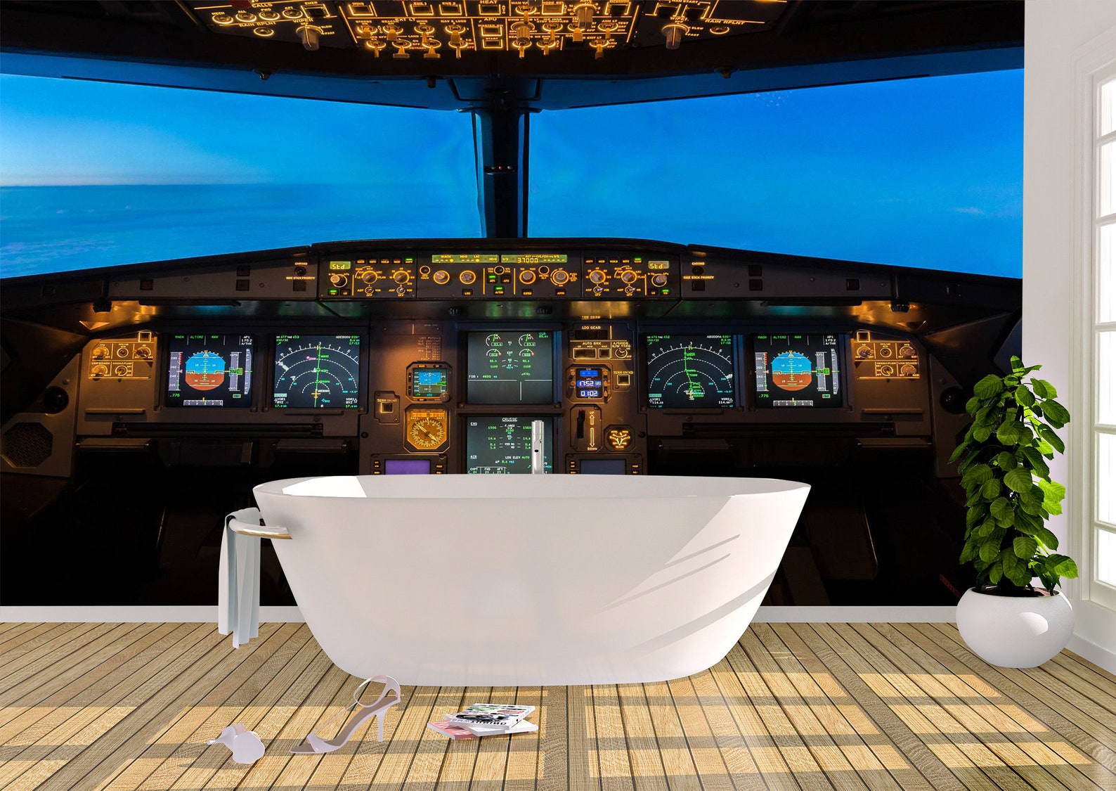 Airplane Cockpit Theme Wall Mural Photo Wallpaper UV Print | Etsy