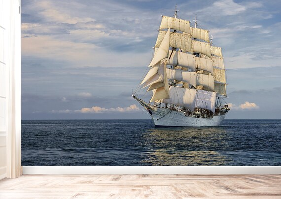 Vintage Ship Wall Mural Wallpaper Wall Art Peel & Stick Self - Etsy