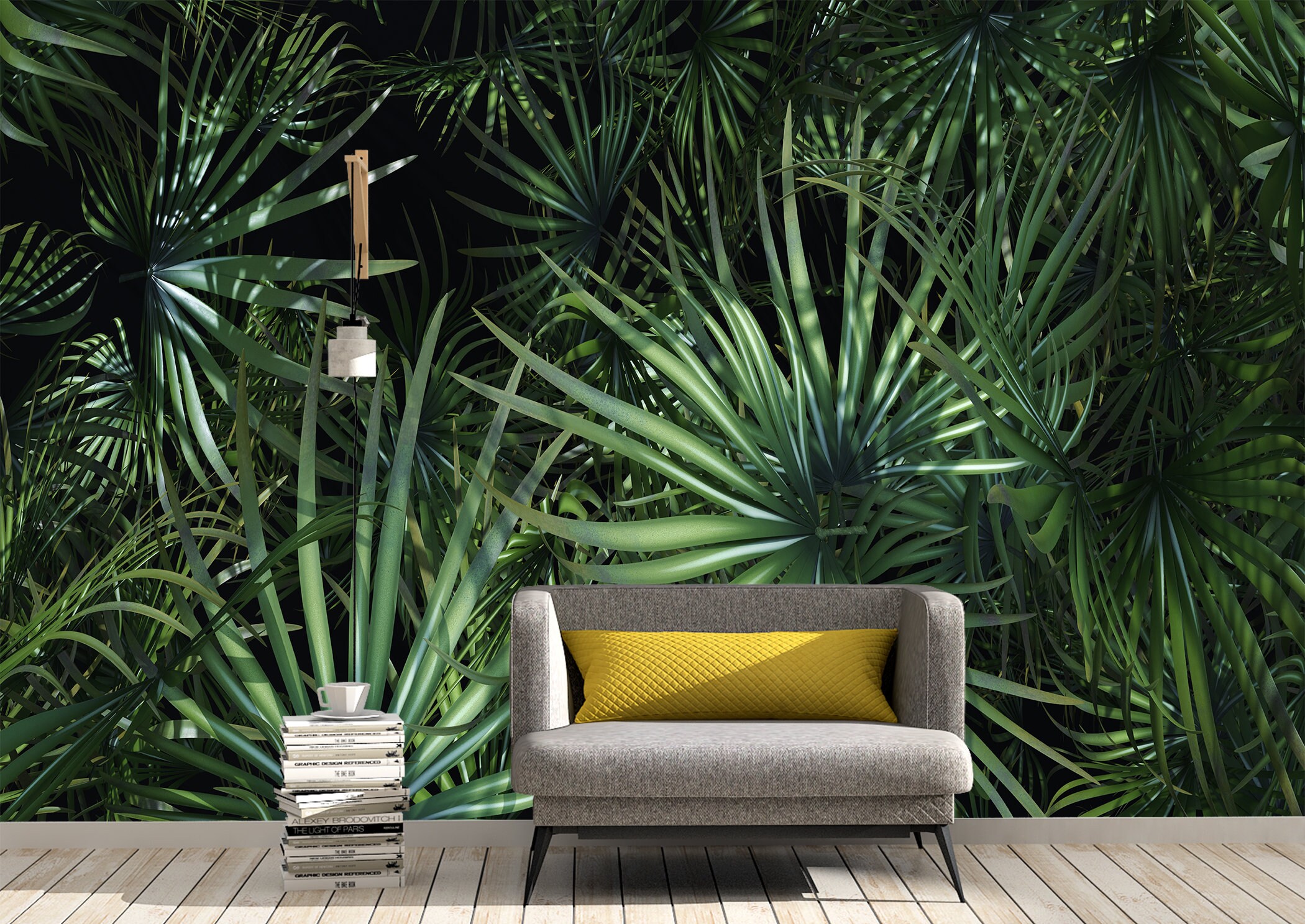 Tropical palm leaves Wall Mural Photo Wallpaper UV Print Decal | Etsy