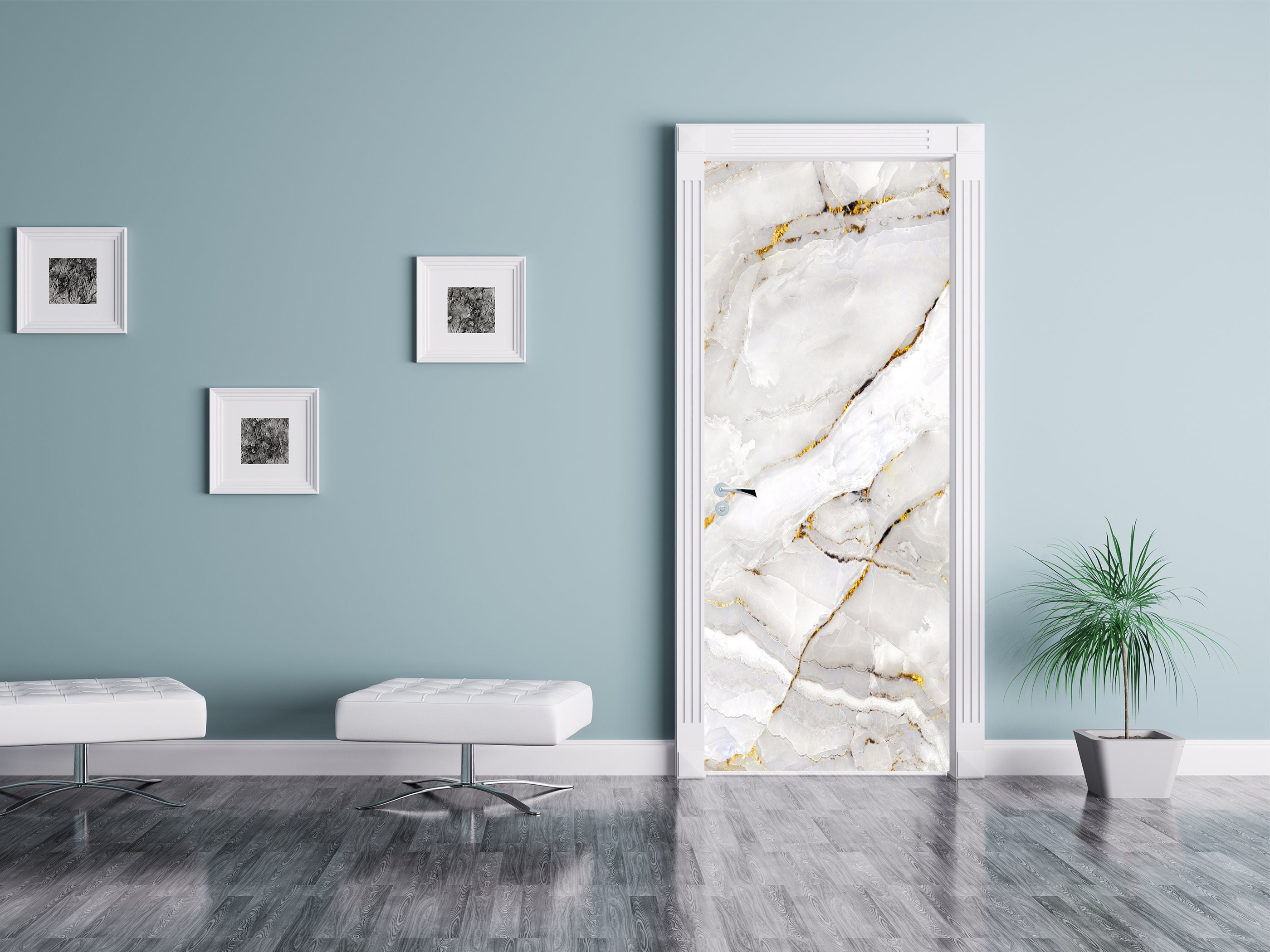 White and Gold Marble Door Mural Sticker Self Adhesive Door | Etsy
