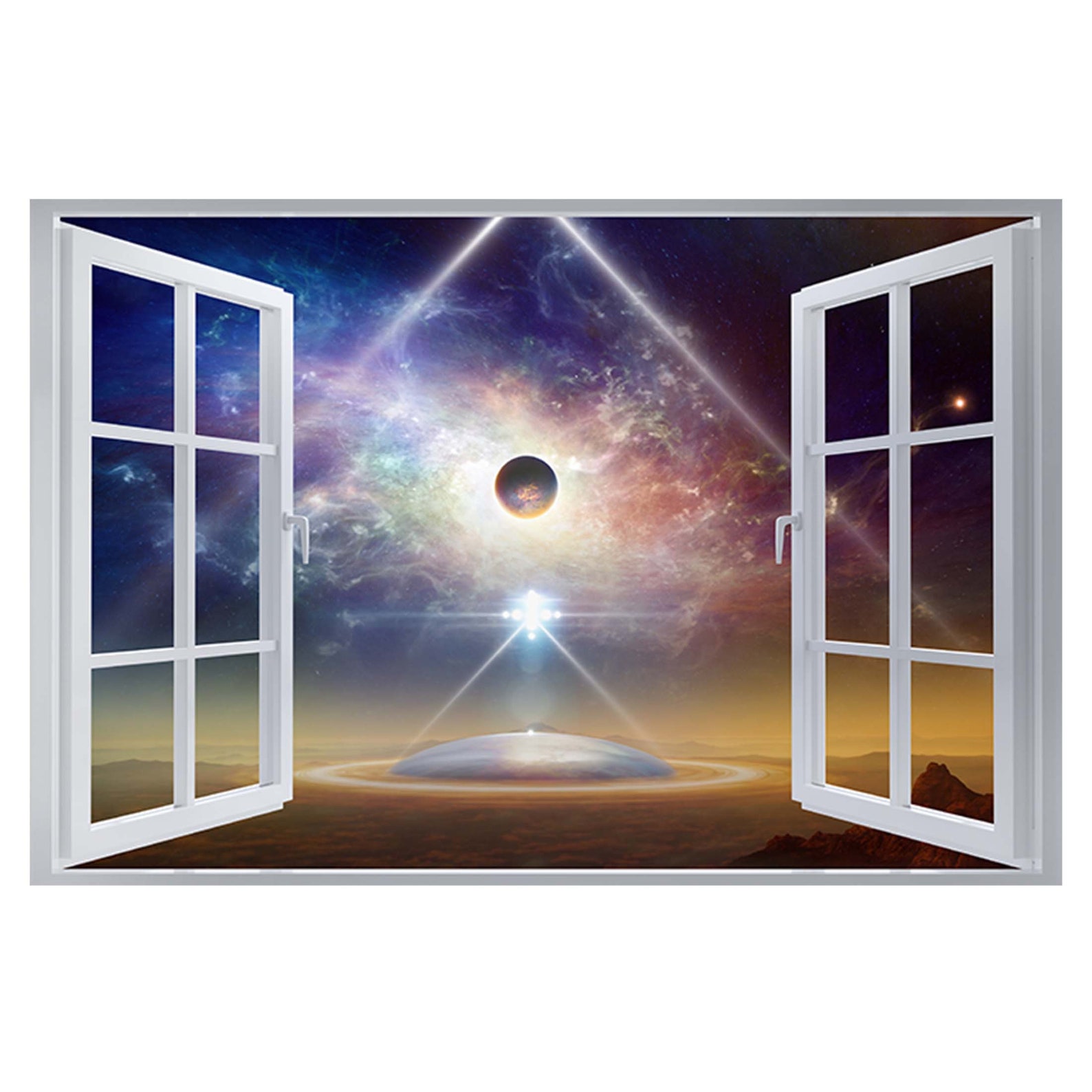 Spaceship Cosmos Universe 3D Window Effect Self Adhesive Wall | Etsy