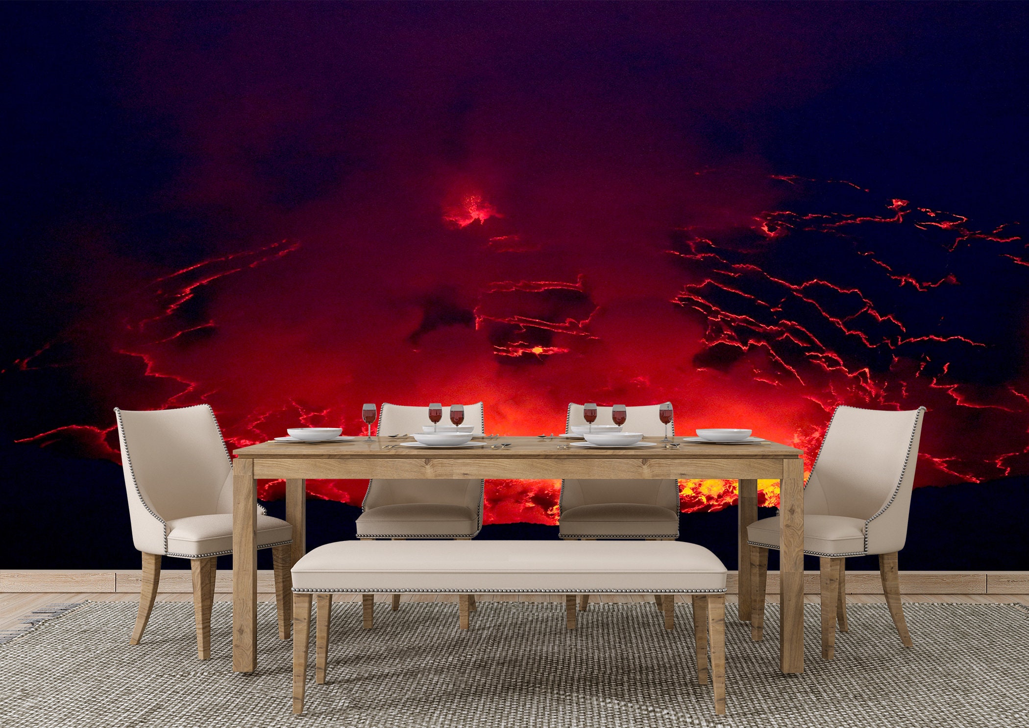 Volcano Eruption Wall Mural Wallpaper Wall Art Peel & Stick | Etsy