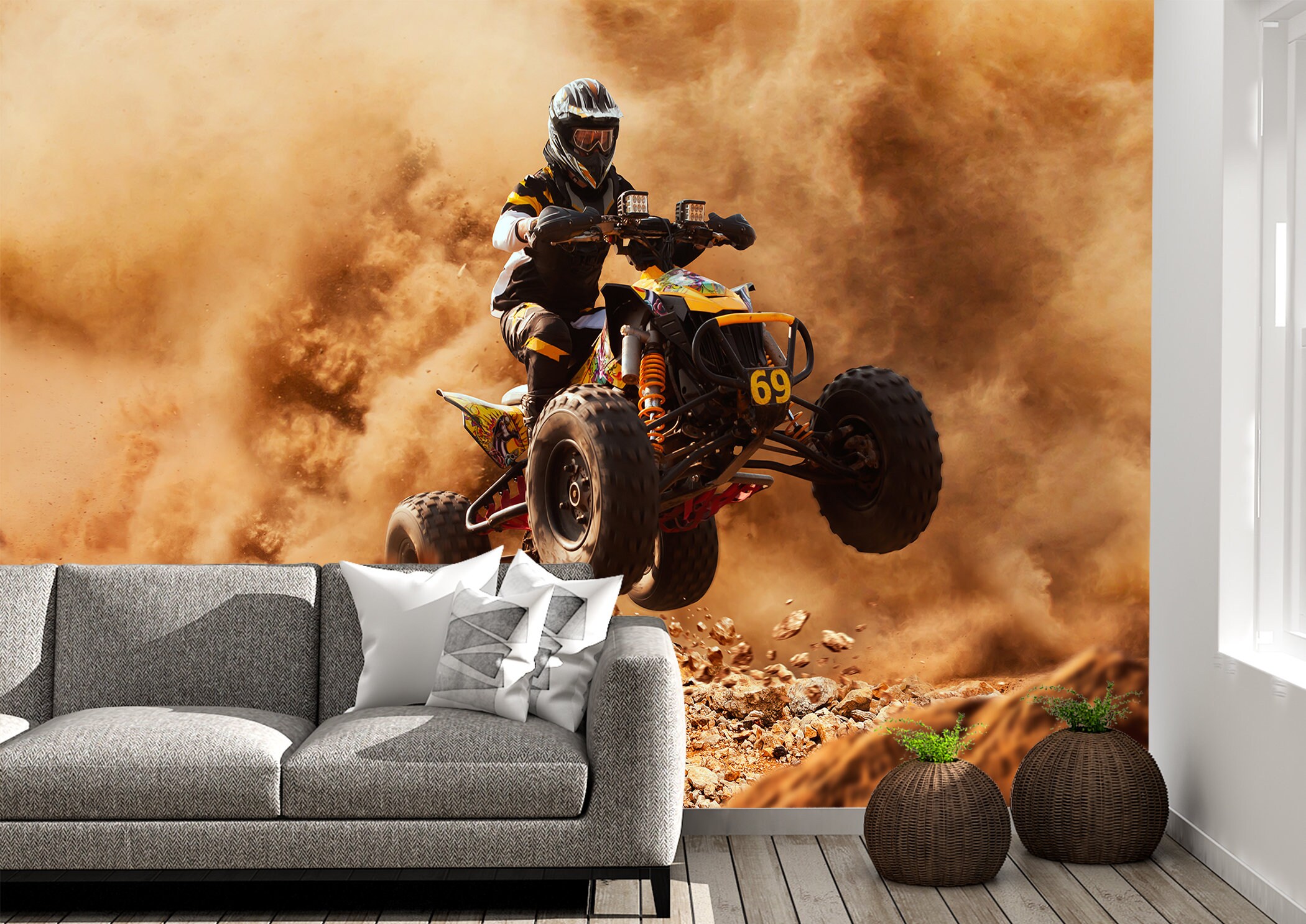 Quad Off road Desert Jump Wall Mural Photo Wallpaper UV Print | Etsy