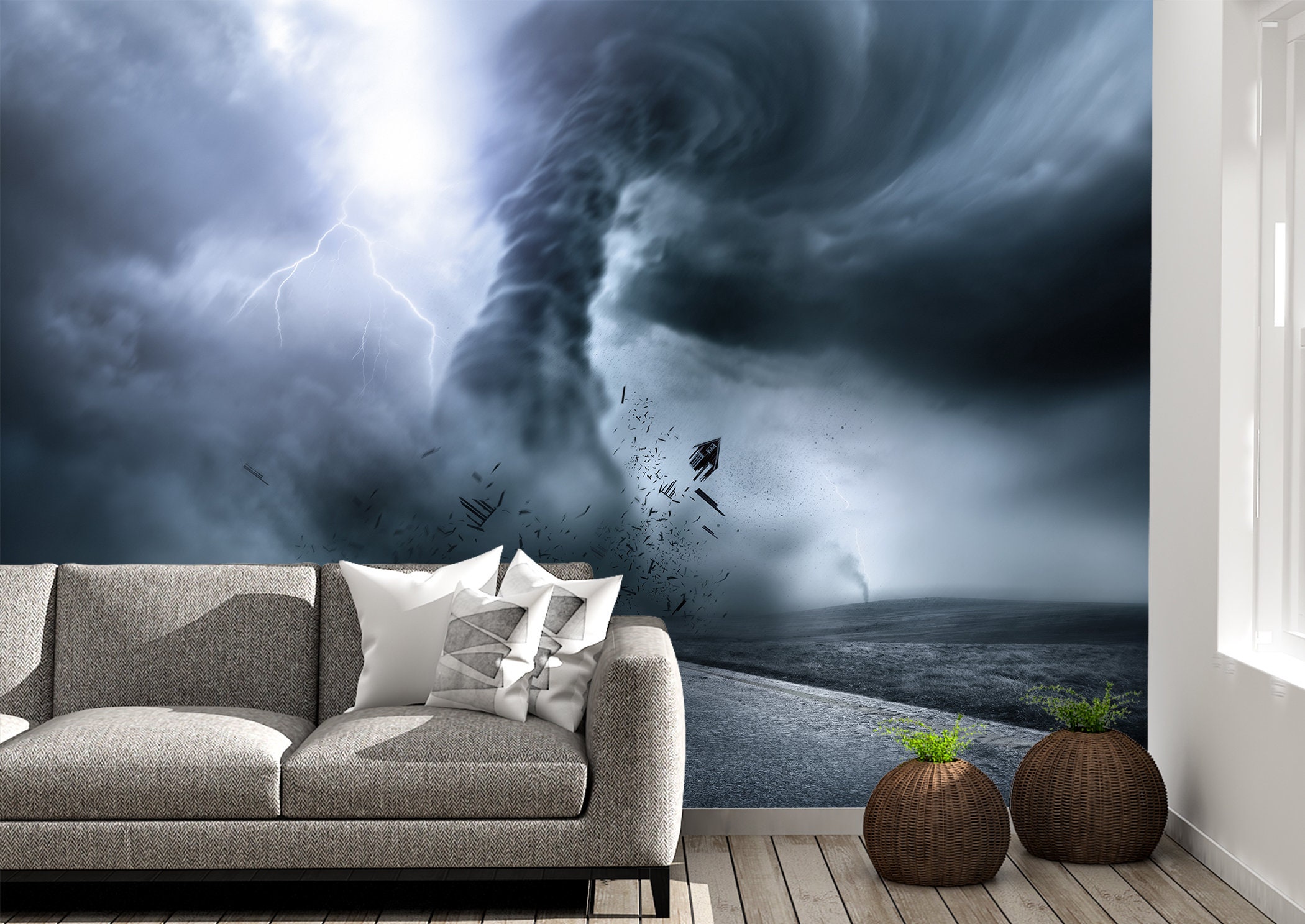 Lightning Bolts Wall Mural Wallpaper Wall Art Peel & Stick Self ...