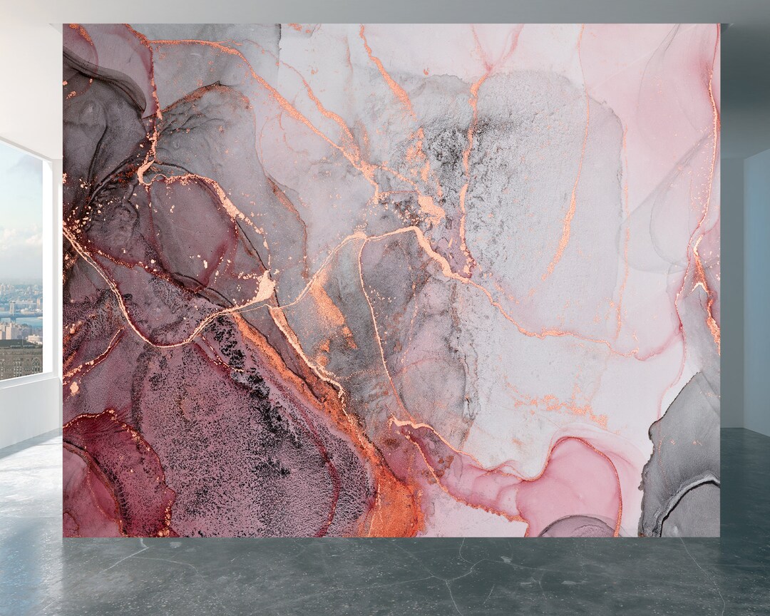Pink Marble Wallpaper Removable Peel & Stick Wall Mural, Vinyl ...