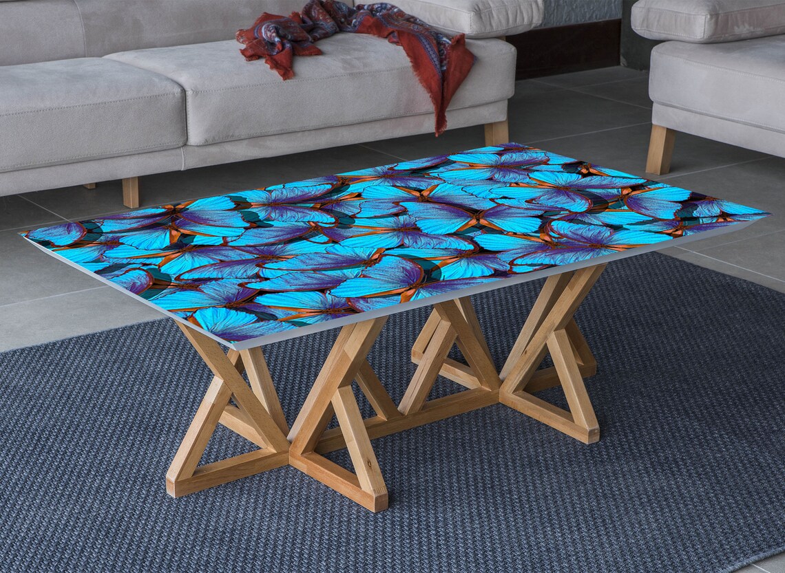 Blue Butterflies Laminated Vinyl Cover Self-adhesive for Desk - Etsy