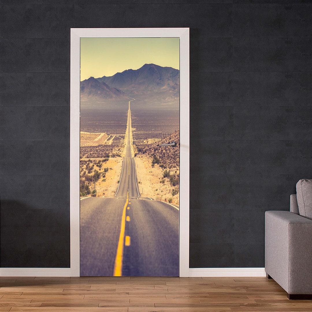 Door Design Laminate Self Adhesive Door Wrap American Highway Vinyl ...