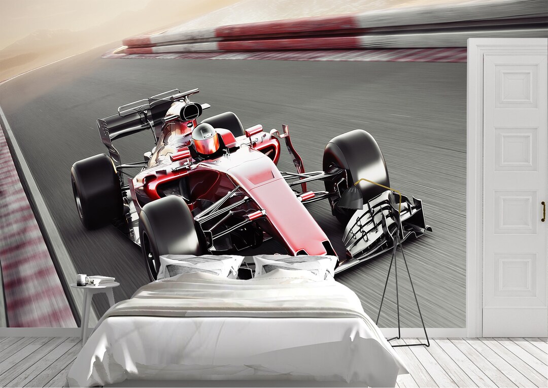 F1 Car on Race Track Wall Mural Photo Wallpaper UV Print Decal - Etsy