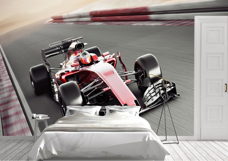 F1 Car on Race Track Wall Mural Photo Wallpaper UV Print Decal - Etsy