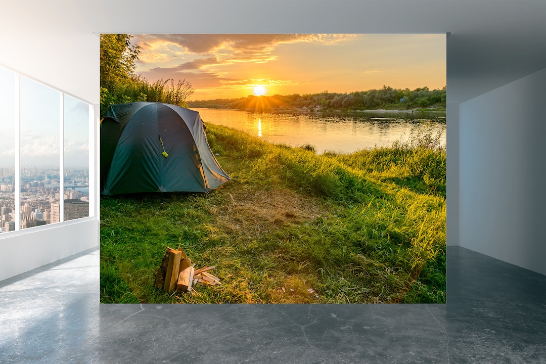 Camping Theme Landscape Wall Mural Wallpaper Wall Art Peel & Stick Self ...