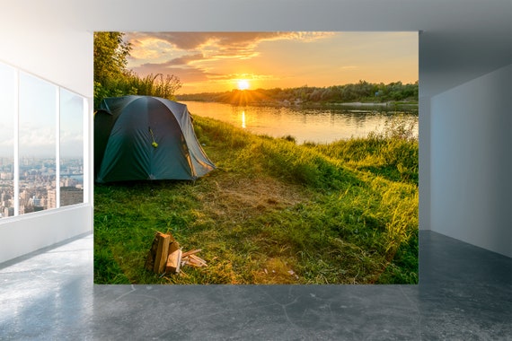 Camping Theme Landscape Wall Mural Wallpaper Wall Art Peel & | Etsy