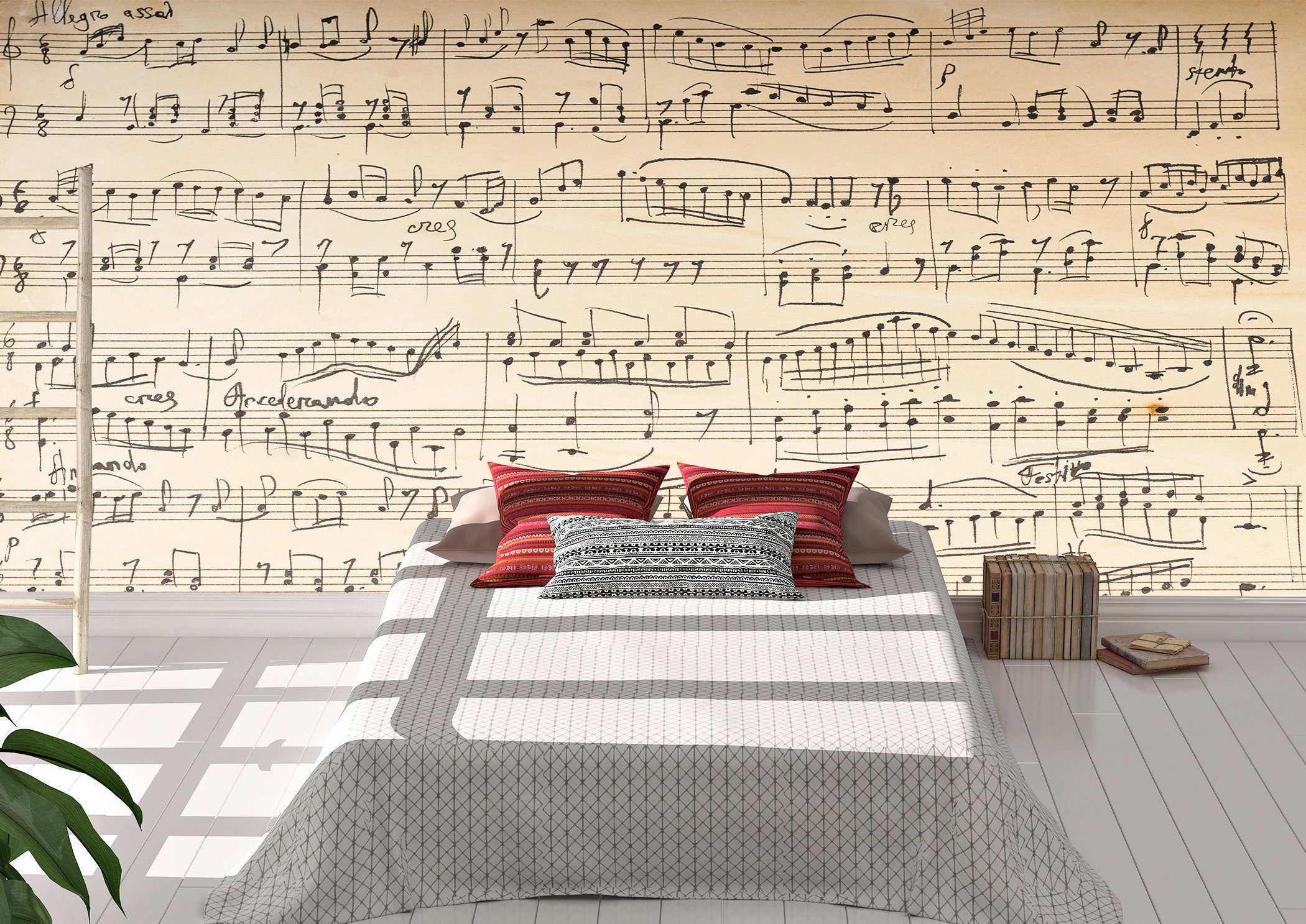 Classical Music Notes Wall Mural Wallpaper Wall Art Peel & | Etsy