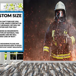 Resolute Firefighter's Stand Wallpaper Mural: Self-adhesive Fiery ...