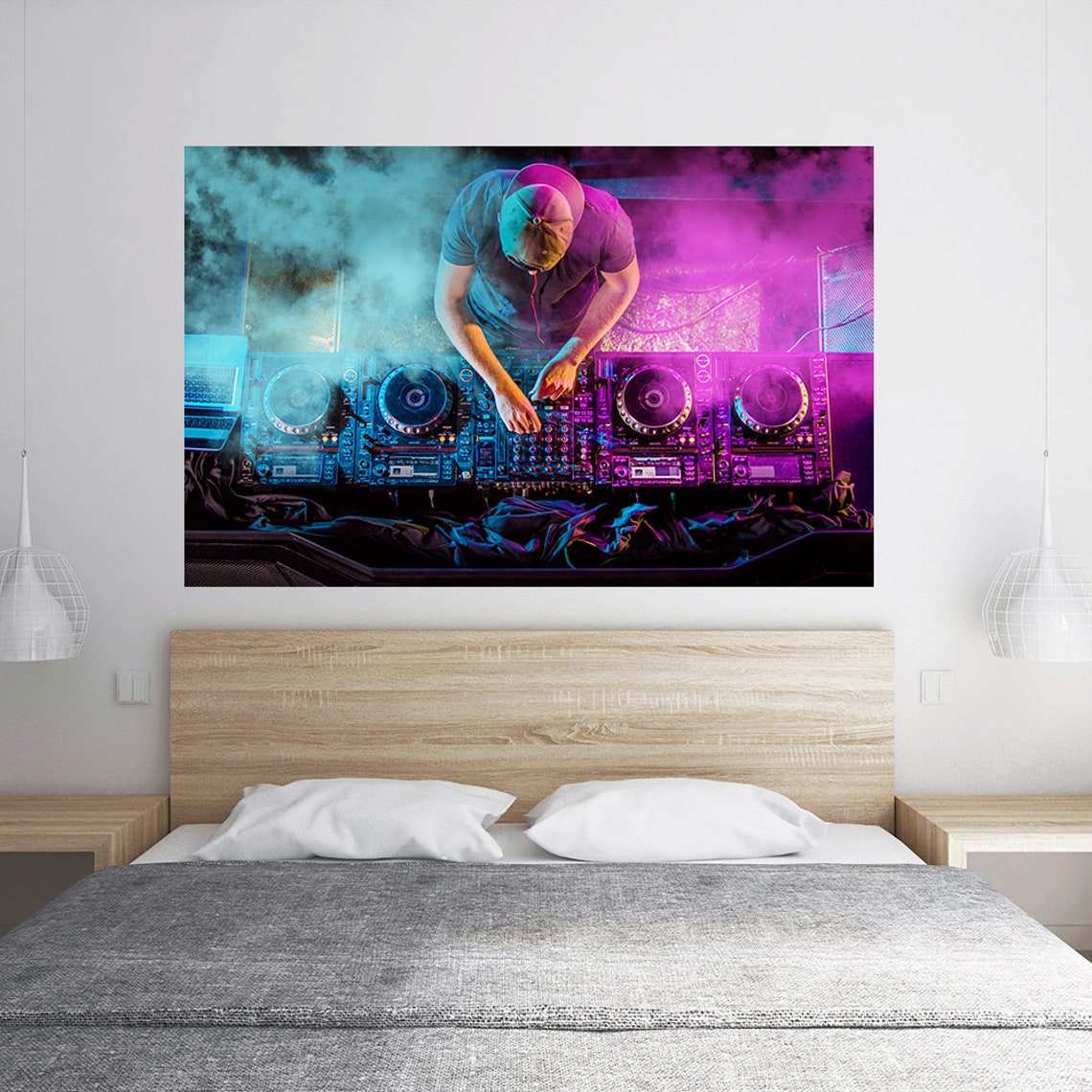 Wall Sticker DJ Playing on Console Poster Self Adhesive Art - Etsy