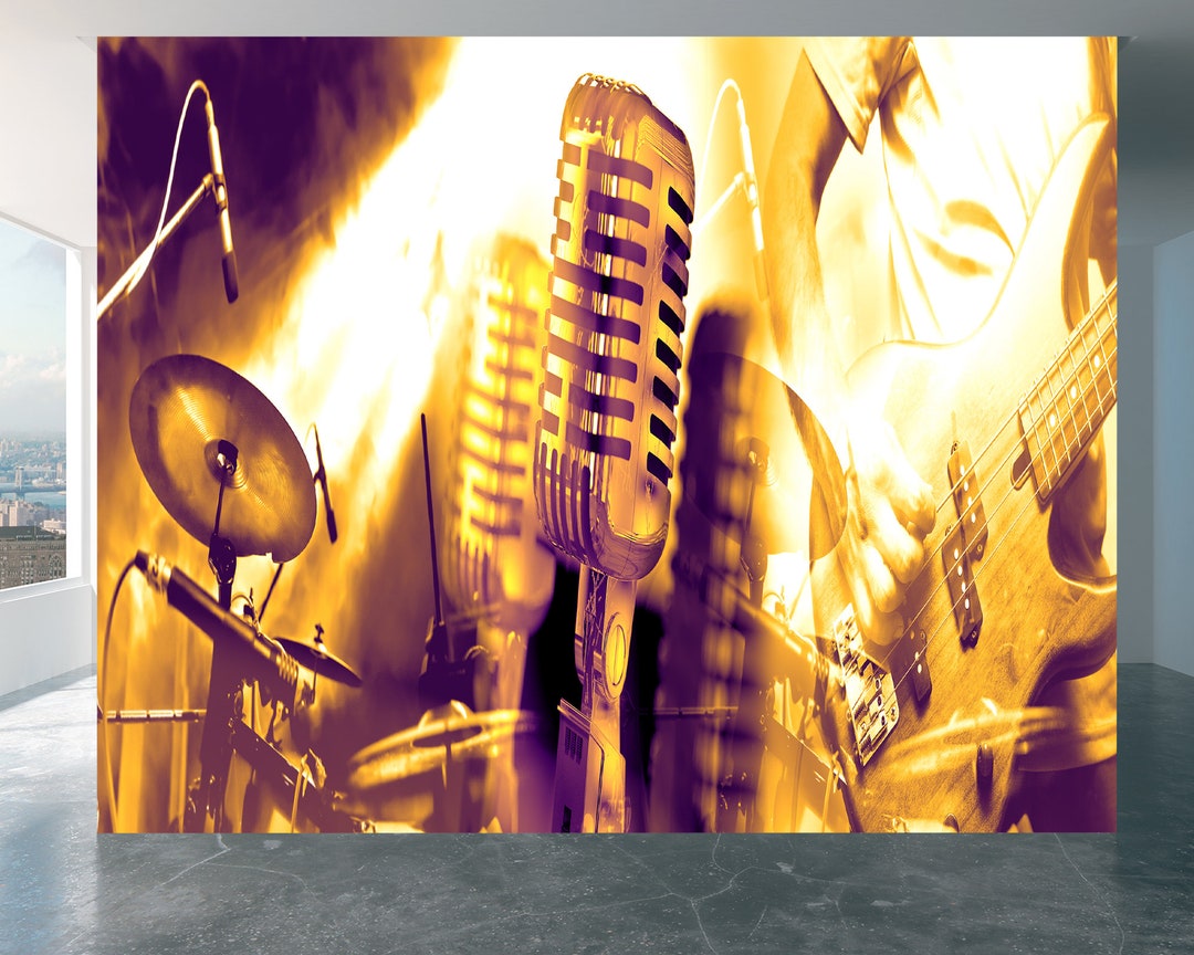 Music Concert Wallpaper Mural: Self-adhesive Vibrant Stage and Euphoric ...