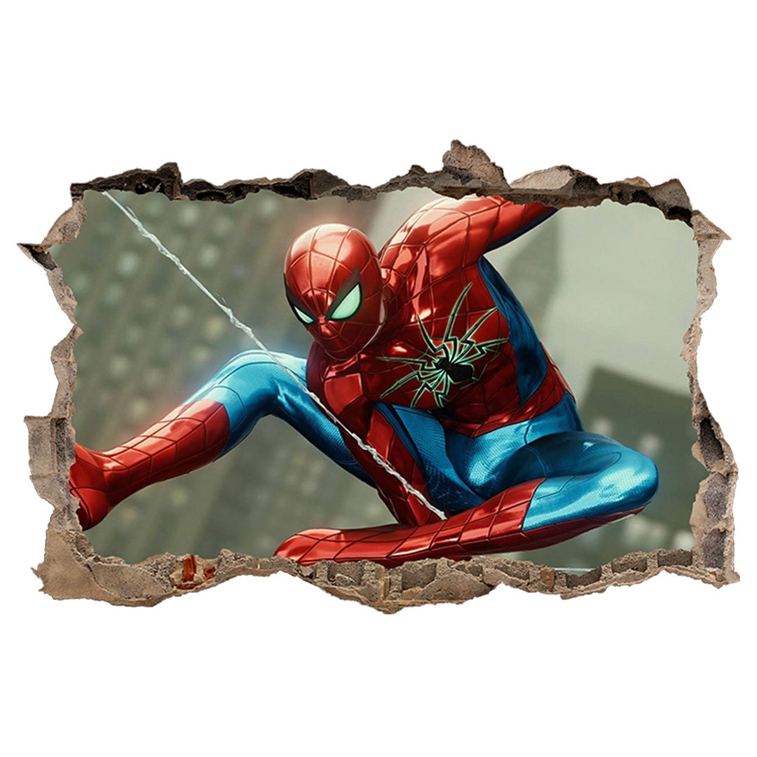 Wall Sticker Spiderman Character Wall Stickers 3D Hole in the Wall ...