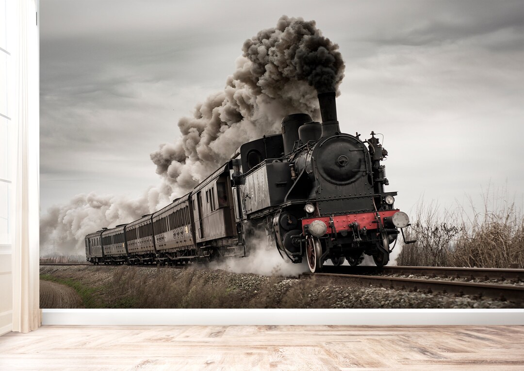 Steam Locomotive Wall Mural Wallpaper Wall Art Peel & Stick Self ...