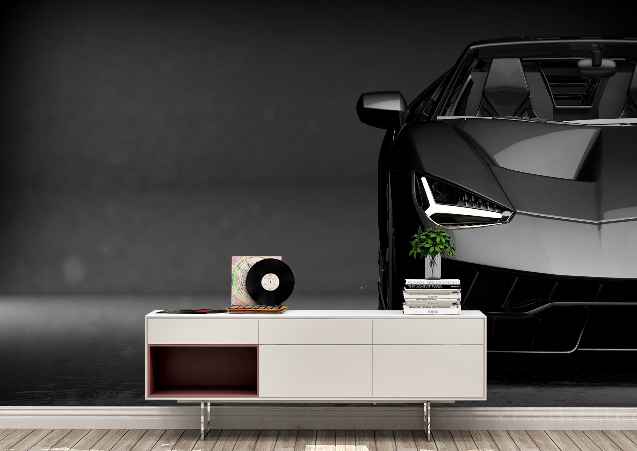 Black Lamborghini Front Wall Mural Photo Wallpaper UV Print | Etsy