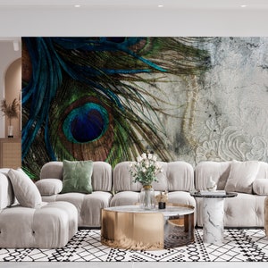 Peacock Wall Mural Self-adhesive Wallpaper, Bedroom Decor, Animal Wall ...