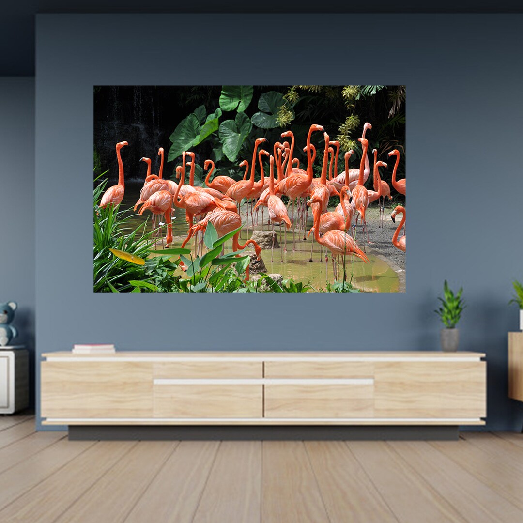 Wall Sticker Flamingos in Nature Poster Self Adhesive Decal Art Mural ...