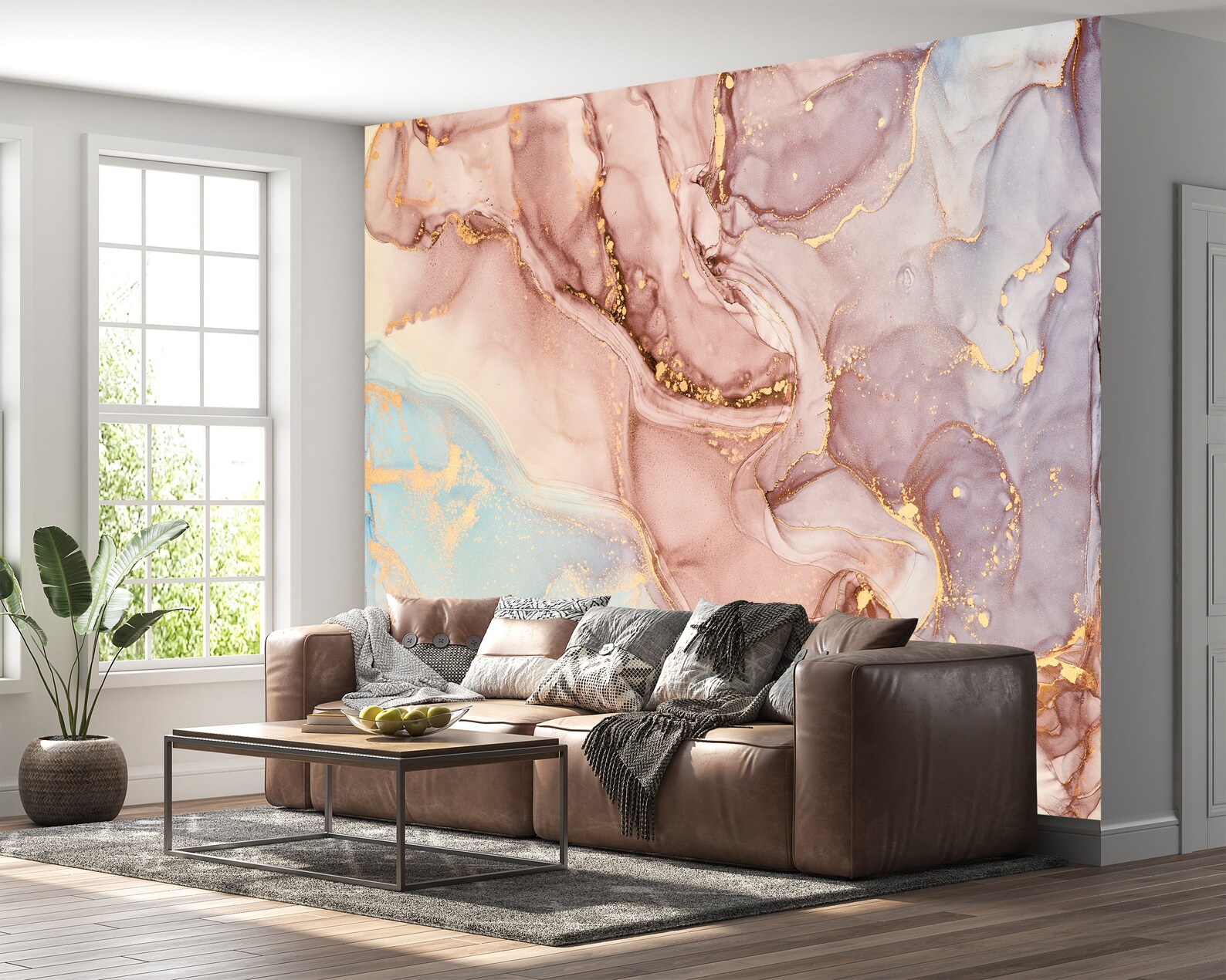 Pink Marble Wall Mural Wallpaper Wall Art Peel & Stick Self - Etsy