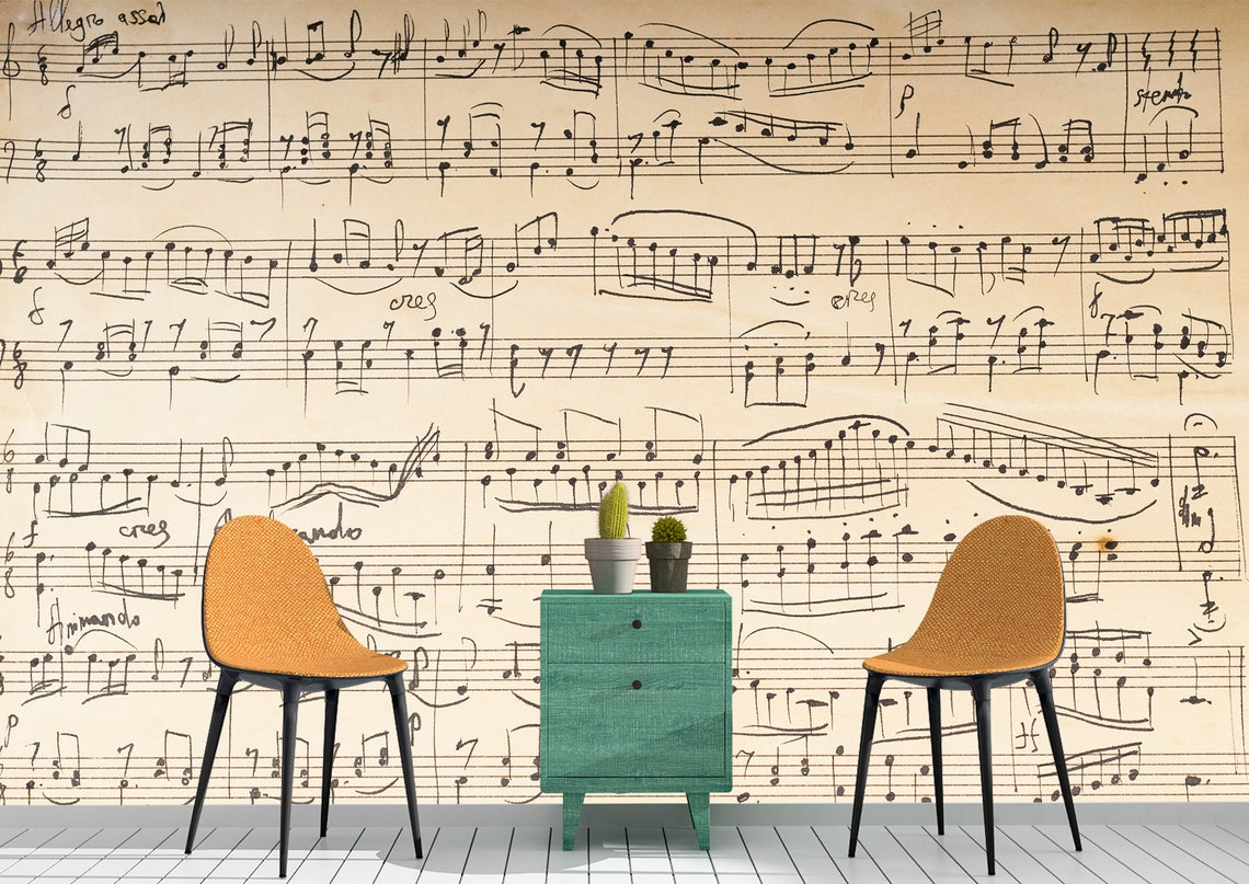 Classical Music Notes Wall Mural Wallpaper Wall Art Peel & | Etsy