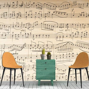 Classical Music Notes Wall Mural Wallpaper Wall Art Peel & - Etsy