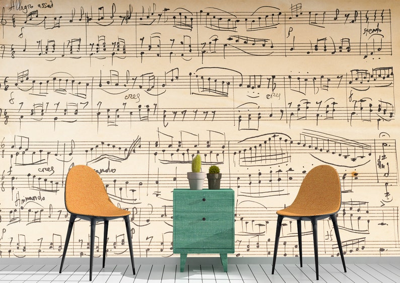 Classical Music Notes Wall Mural Wallpaper Wall Art Peel & | Etsy