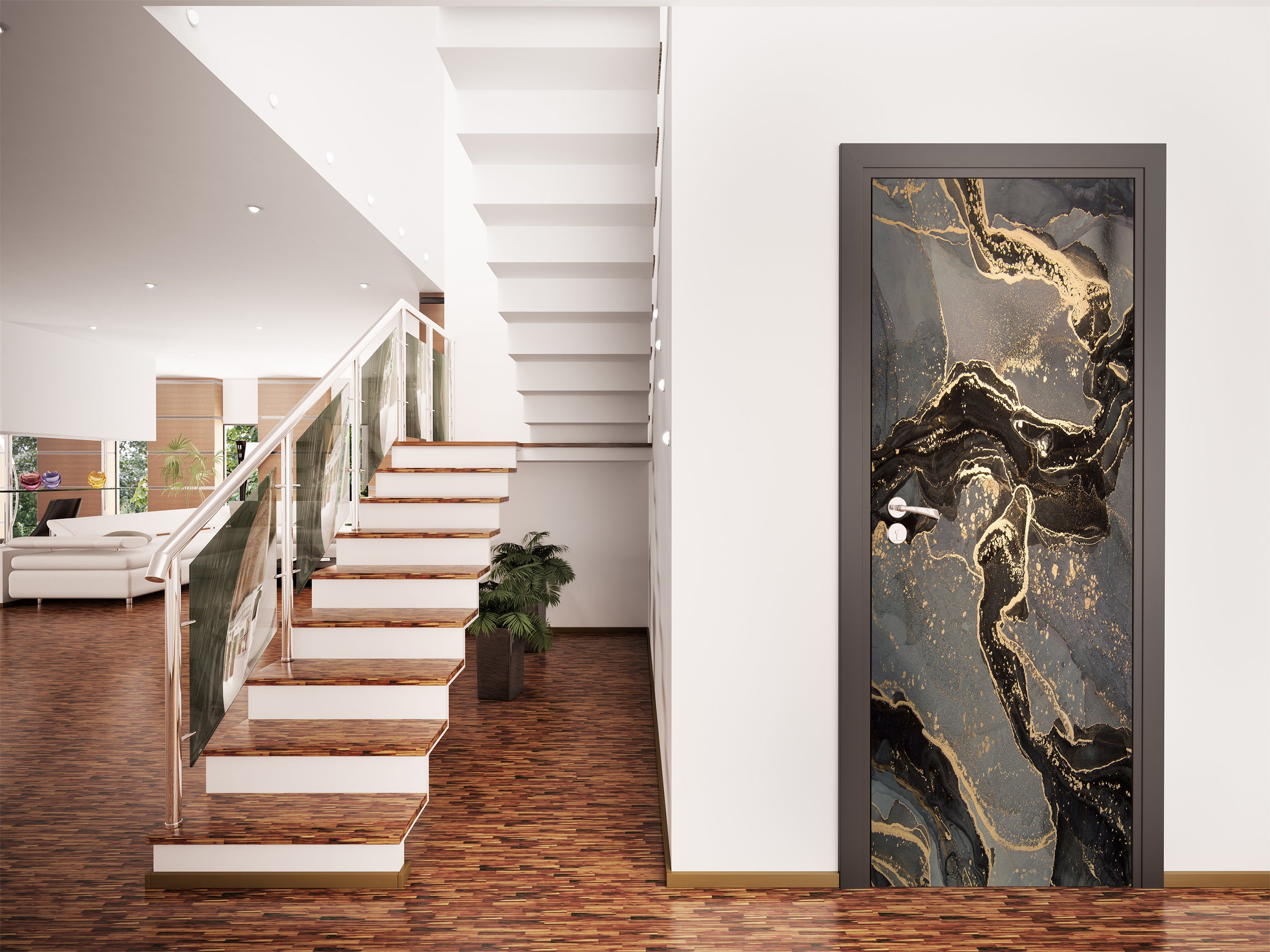 Gray and Black Marble Door Mural Sticker Self Adhesive Door - Etsy UK
