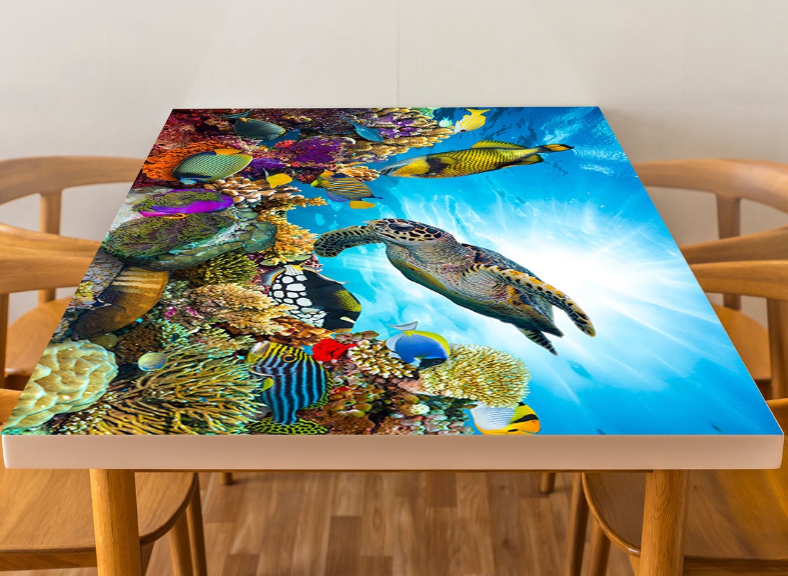 Ocean Turtle Fish Laminated Vinyl Cover Self-adhesive for Desk - Etsy