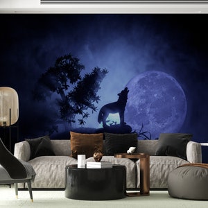 Wolf Wall Decor Peel and Stick Wallpaper, Bedroom Decor, Animal Wall ...