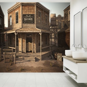 Western Town Saloon Wallpaper Photo Wall Mural: UV Print Decal Wall Art ...
