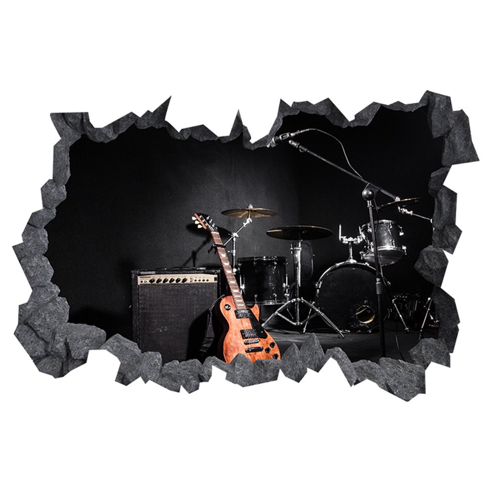 Wall Sticker Music Band Instruments 3D Hole in the Wall C - Etsy