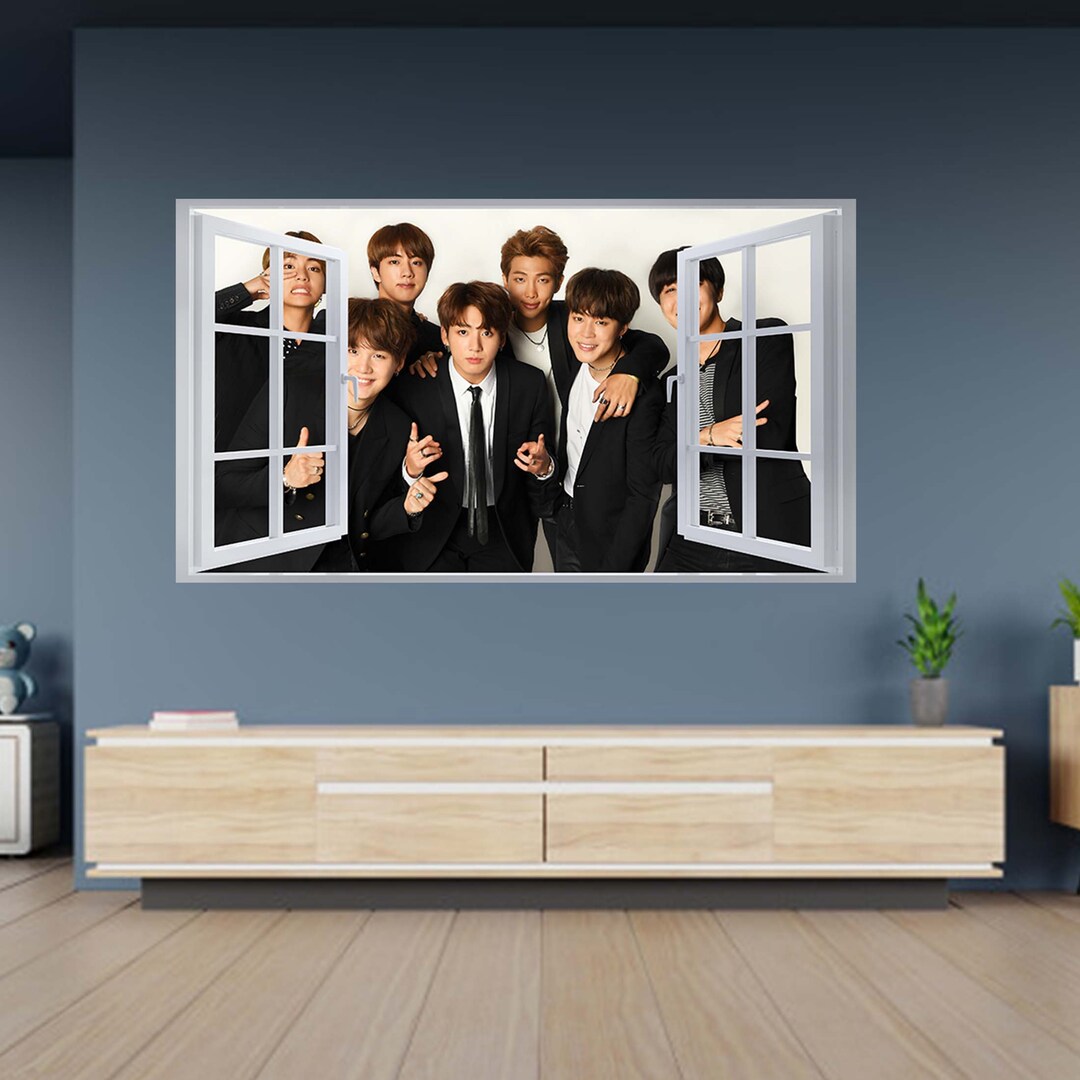 Wall Sticker BTS Korean Boys Band 3D Window Effect Self Adhesive Art ...