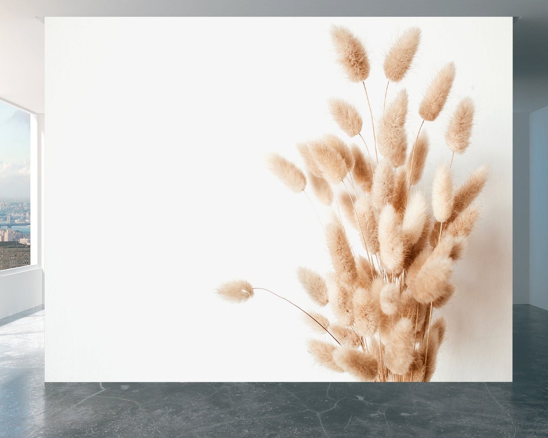 Fluffy Grass Wall Mural Peel & Stick Botanical Wallpaper, Office Decor ...