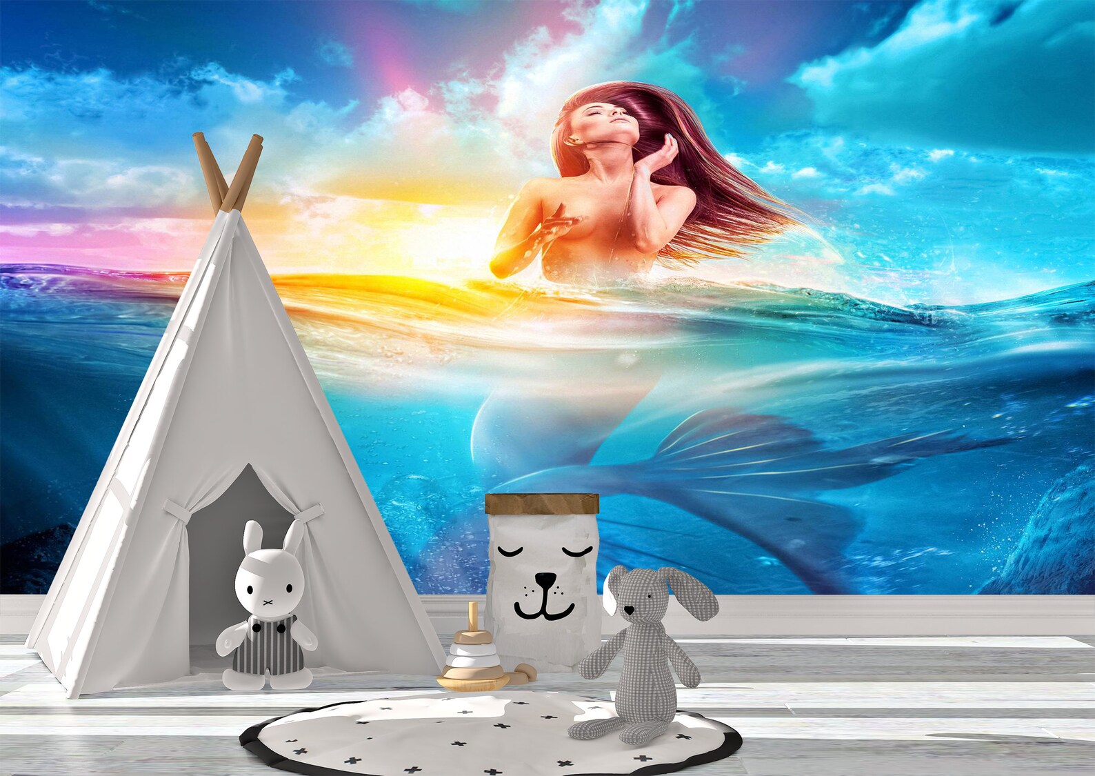 Mermaid in the Sea Wall Mural Photo Wallpaper UV Print Decal - Etsy