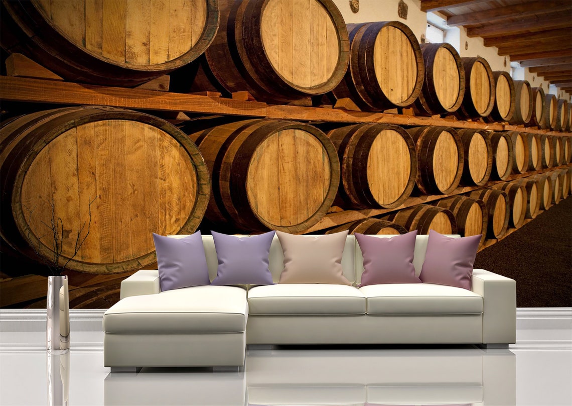 Whisky barrels Wall Mural Wallpaper Wall Art Peel & Stick Self | Etsy