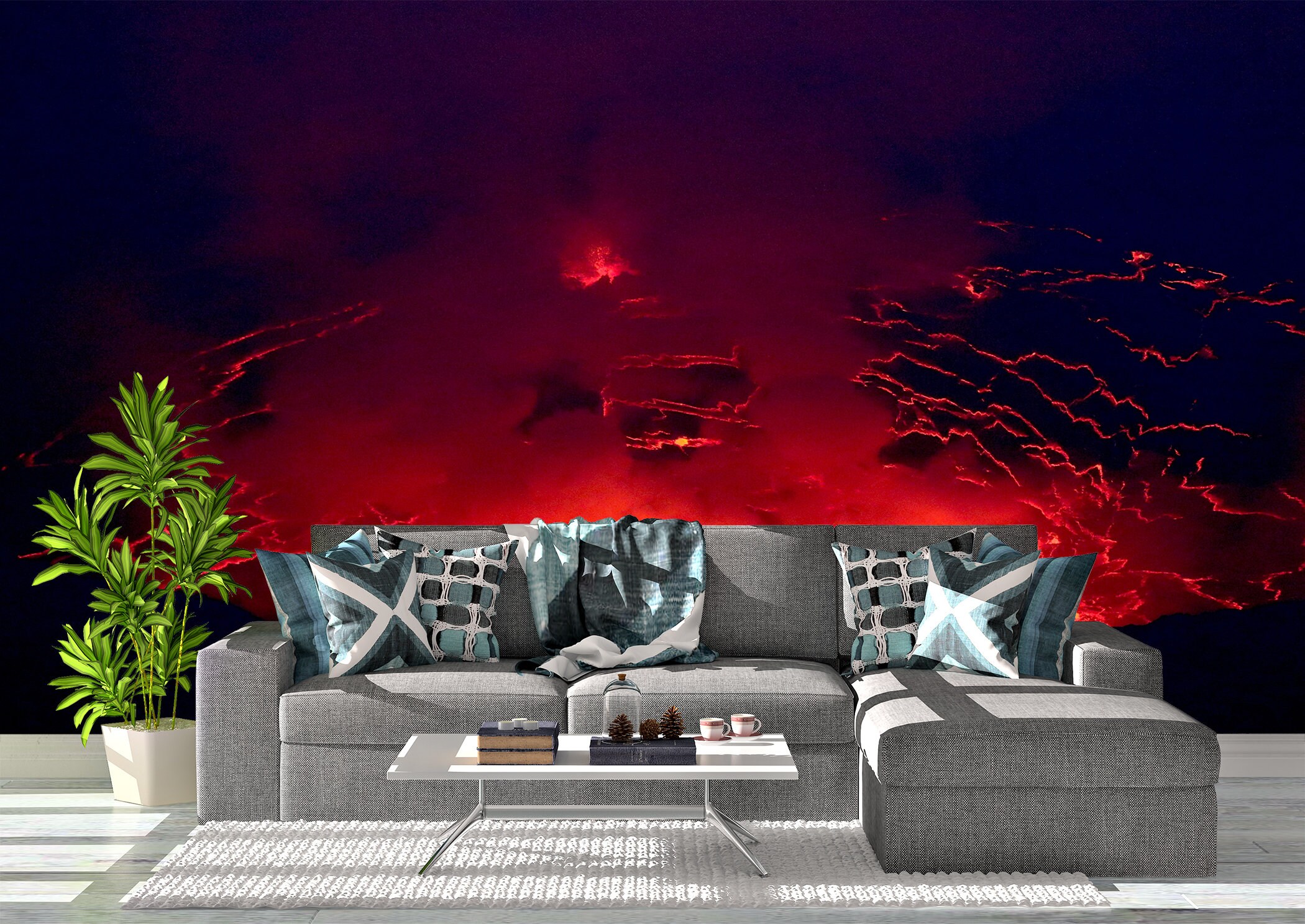 Volcano Eruption Wall Mural Wallpaper Wall Art Peel & Stick | Etsy