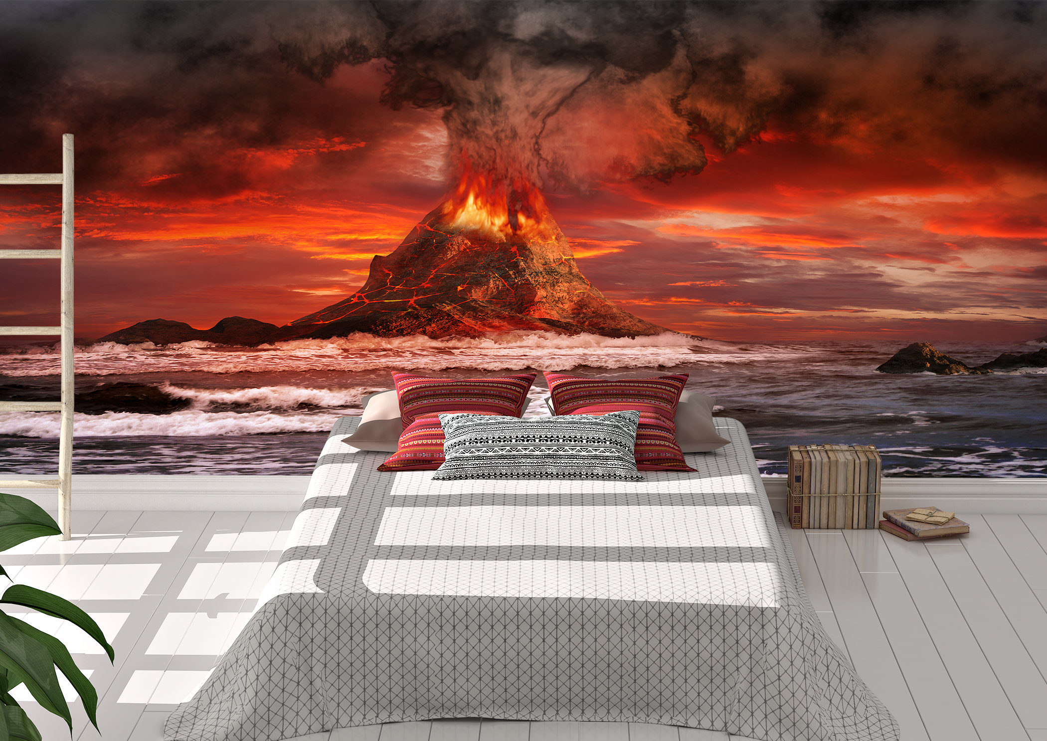 Volcano Magma Eruption Wall Mural Wallpaper Wall Art Peel & | Etsy