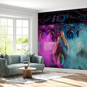 DJ Mix Console Wallpaper Mural: Self-adhesive DJ Equipment With Vibrant ...