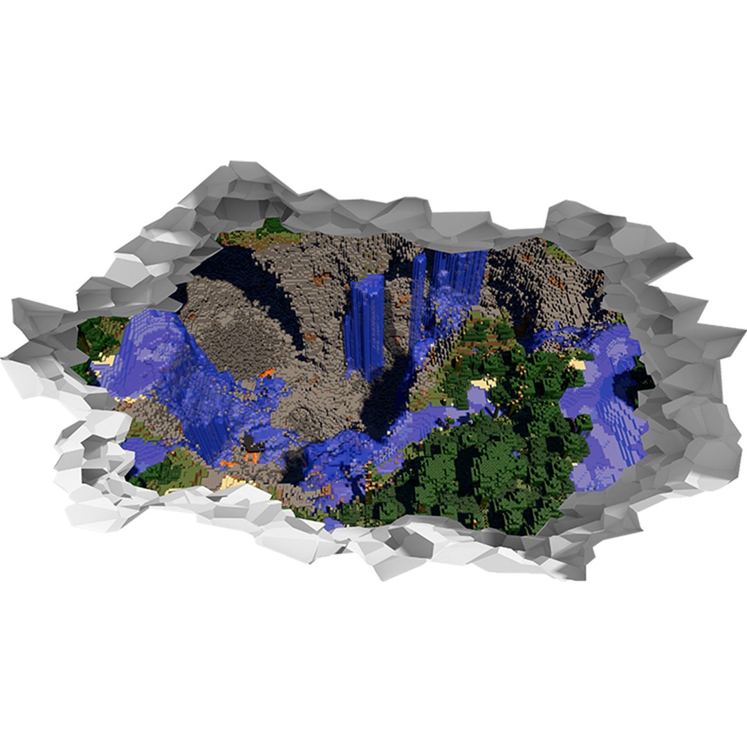 Minecraft Map 3D Hole in the Wall Effect Self Adhesive Wall Sticker Art ...