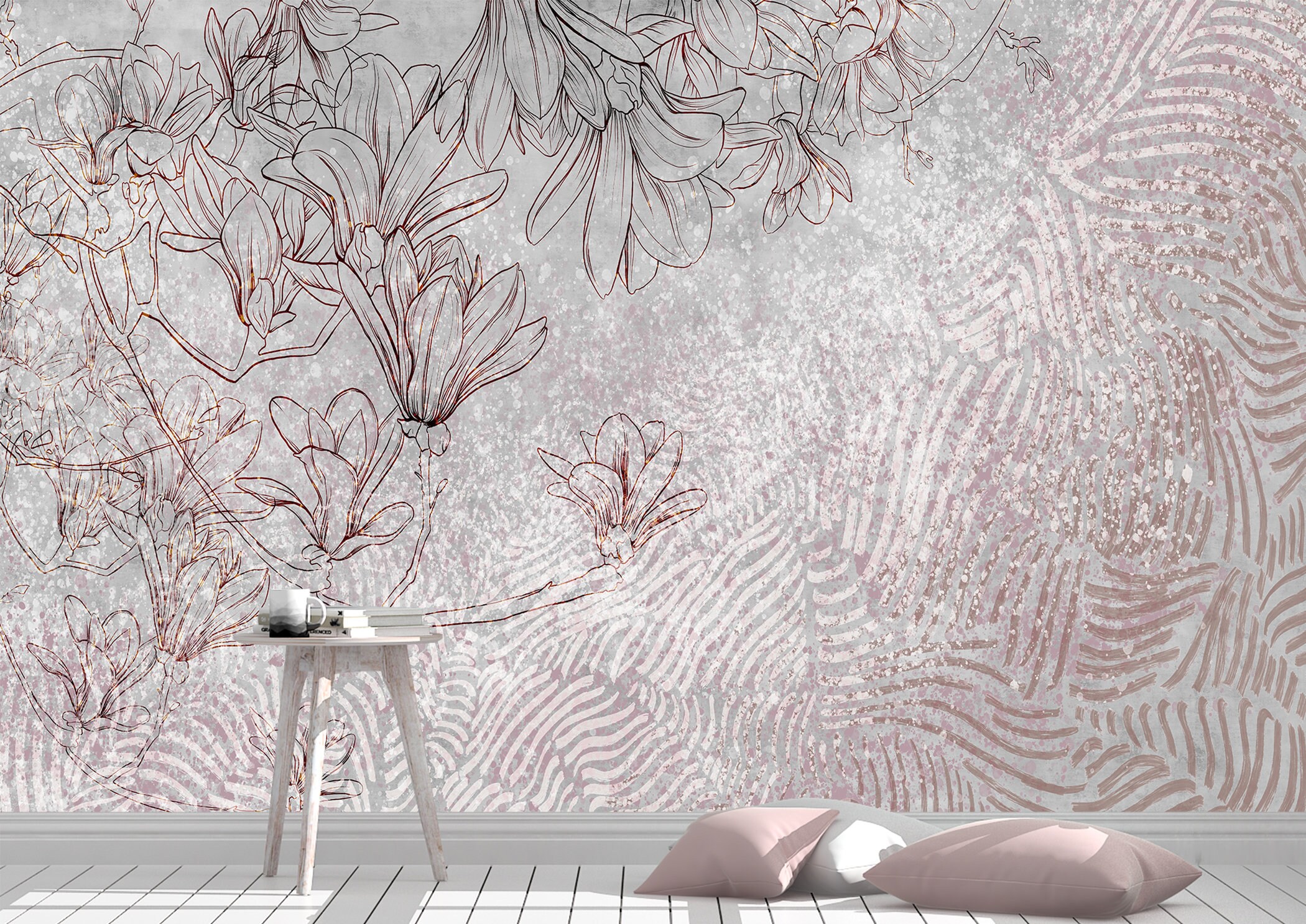 Flowers Pattern Wall Mural Wallpaper Wall Art Peel & Stick | Etsy UK