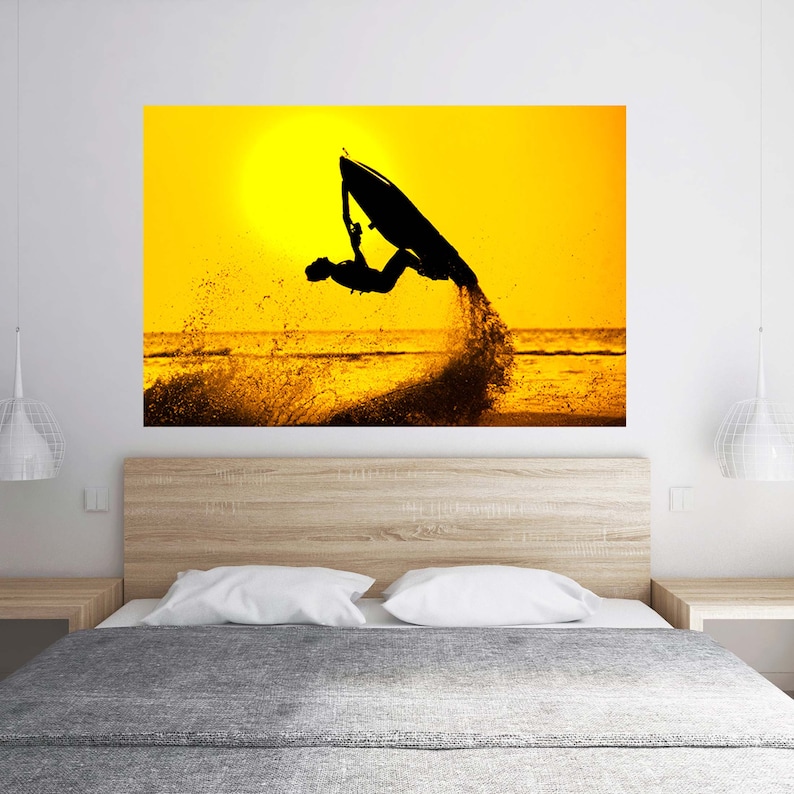 Jet Ski Sunset Jump Poster Self-Adhesive Wall Sticker Decal | Etsy