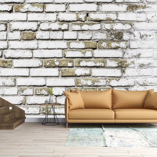 White Brick Wall Decal - Etsy