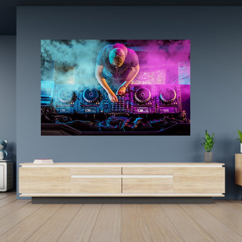 Wall Sticker DJ Playing on Console Poster Self Adhesive Art - Etsy